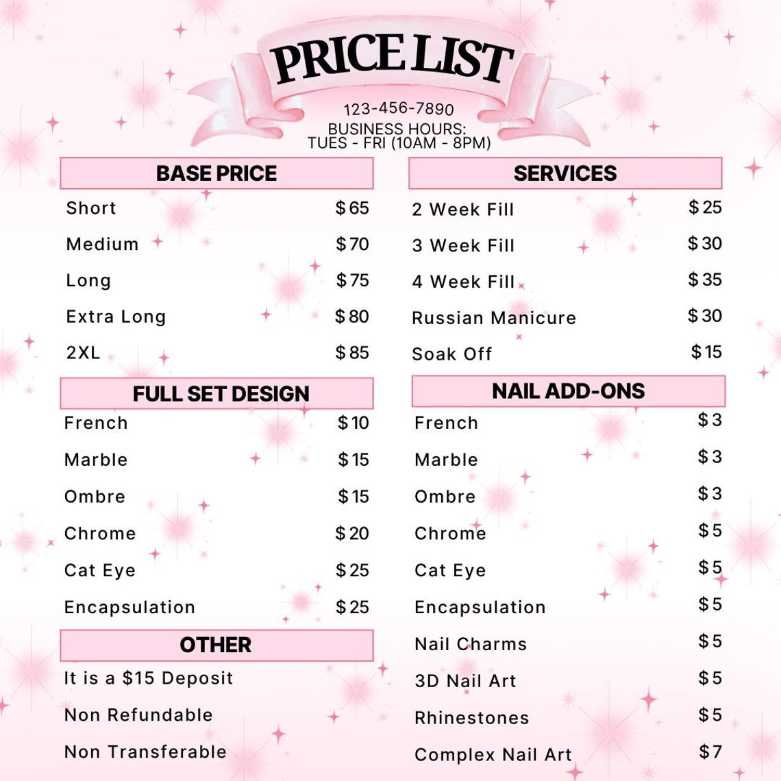 Editable Price List Template, Printable Price List, Canva Template, DIY ...