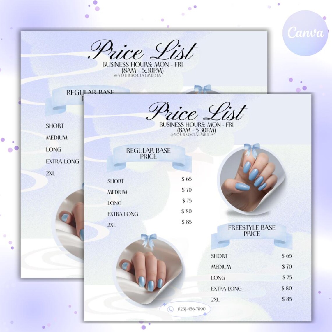 Editable Price List Template, Coquette Price List, Canva Template, DIY ...