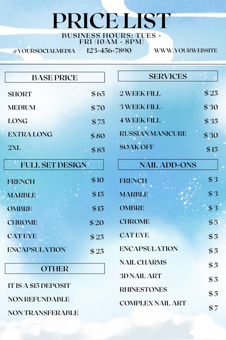 Editable Price List Template, Printable Price List, Canva Template, DIY ...