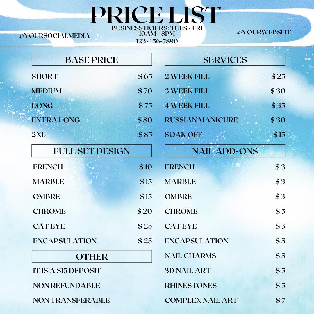 Editable Price List Template, Printable Price List, Canva Template, DIY ...