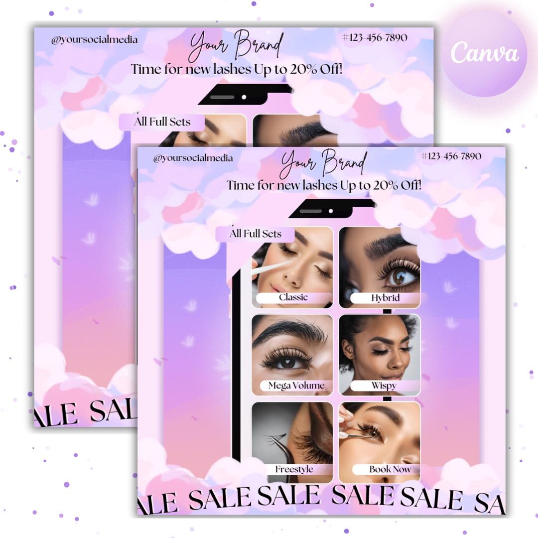 Editable Lash Extension Flyer, Lash Sale Flyer, Lash Special Template ...