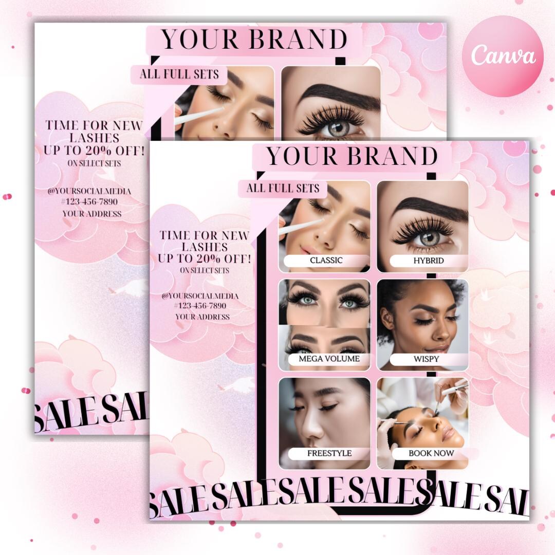 Editable Lash Extension Flyer, Lash Sale Flyer, Lash Special Template ...