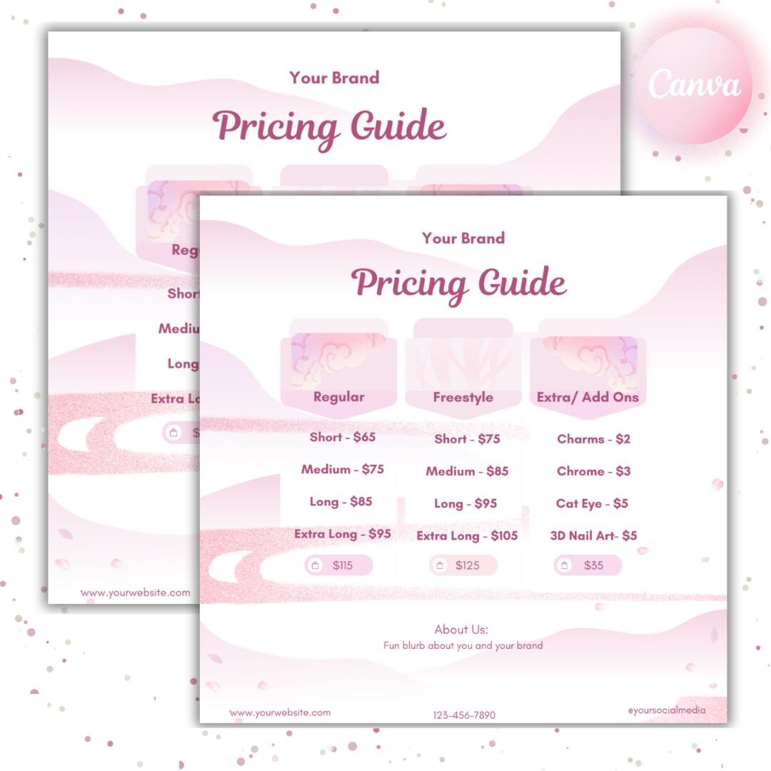 Editable Nail Tech Pricing Guide Template, Simple Pricing Guide Flyer, Digital Nail Tech Flyer ...