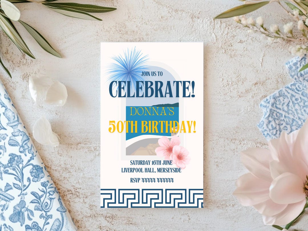 Greek Theme Birthday Party Invitation, Customizable Printable Invite ...