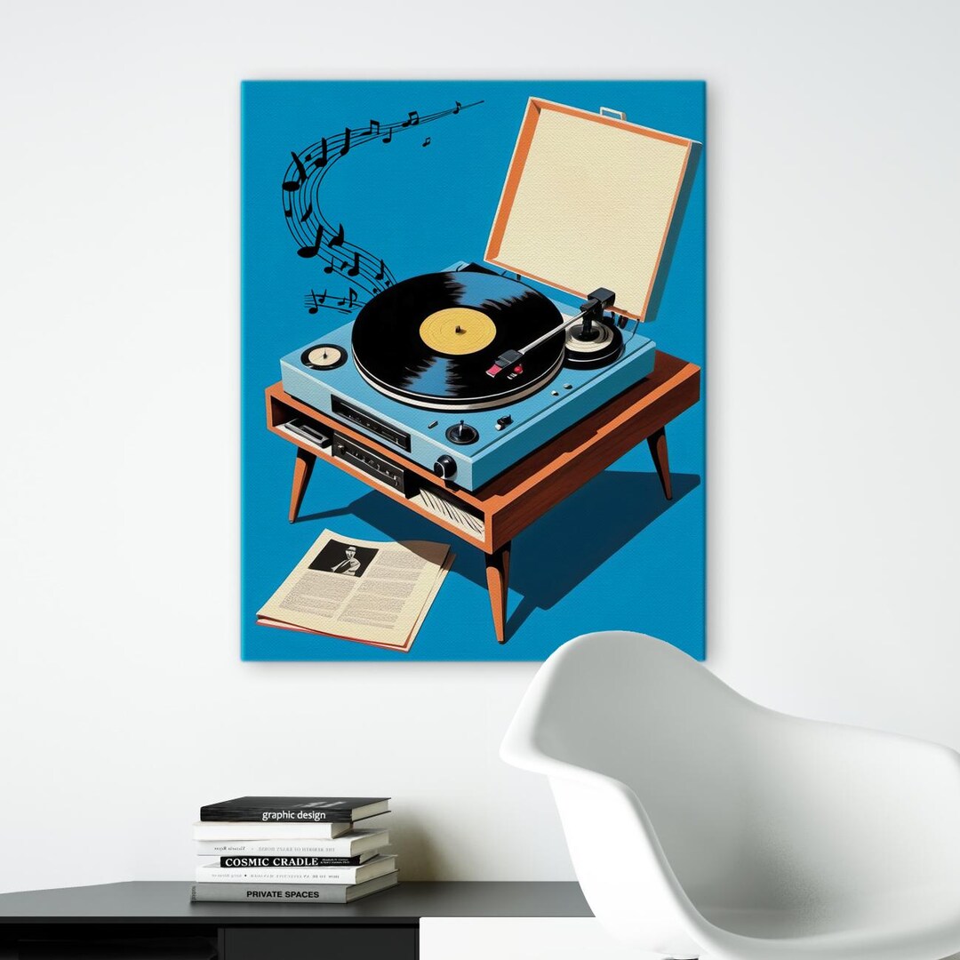 Vintage Turntable Retro Modern Wall Art | Mid-century Modern Hanging ...