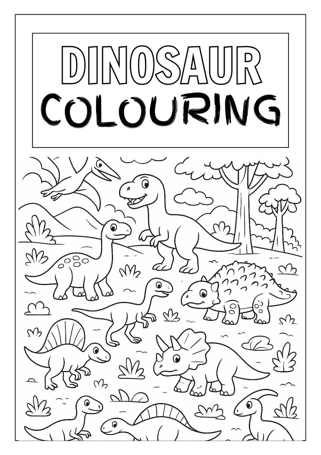 Dinosaur Colouring Book for Kids: Printable Activity Pages (digital ...