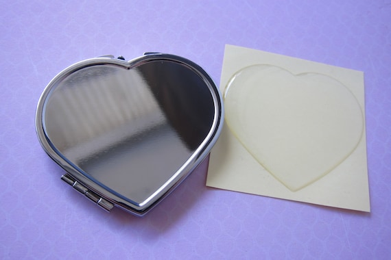 5 Two-sided Magnified Blank Heart Shaped Compact Mirrors With - Etsy