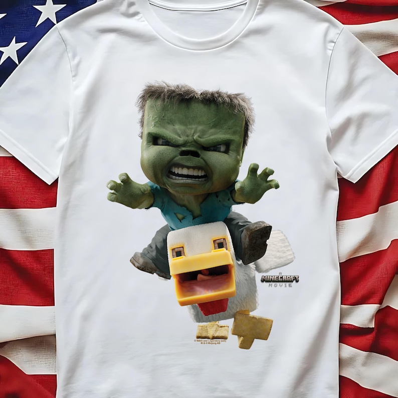 Minecraft Movie Chicken Jockey PNG, Baby Zombie Attack Design, Gaming T ...