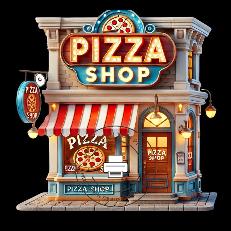 10 Vintage Pizza Shop Clipart PNG, Retro Pizza Store Illustration ...