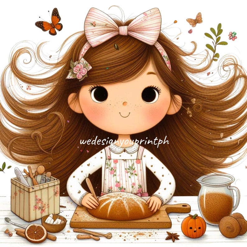 10 Cute Girl Baker Baking Clipart, Cute Chef Girl, Colorful Kitchen ...