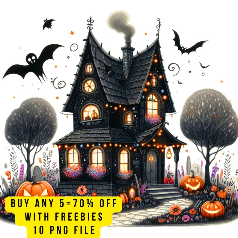 10 Haunted House Halloween PNG Clipart, Black House Spooky Gothic ...