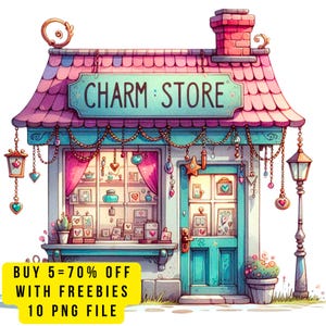 10 Cute Charm Store PNG Transparent Clipart, Whimsical Cottage Charm ...