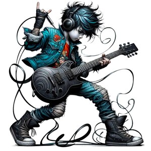 Rockstar Quirky Boy Clip Art Png Transparent, Clip Art Set Cute Boy ...