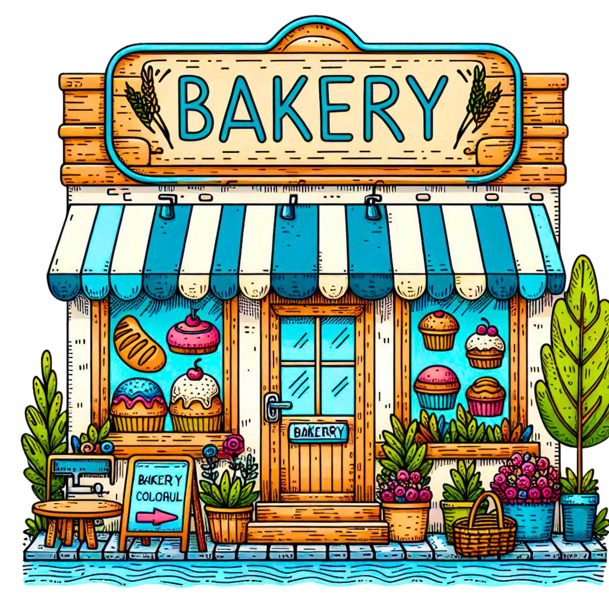 10 Colorful Bakery Storefront Clipart PNG Transparent, Cute Cafe Bakery ...