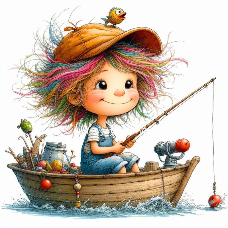 Boy Fishing Clipart - Etsy