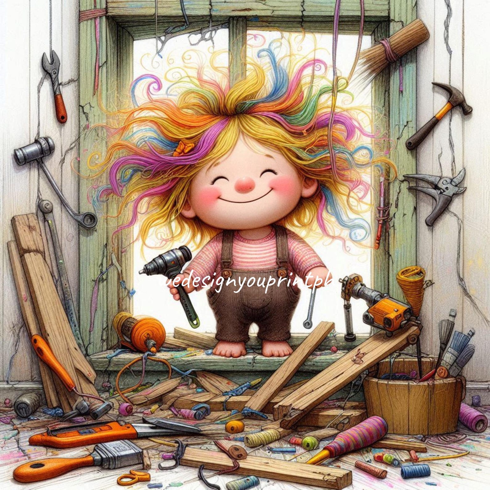 10 Handyman Carpenter Girl Boy Clipart JPG, Woodworking Labor Day Kid ...