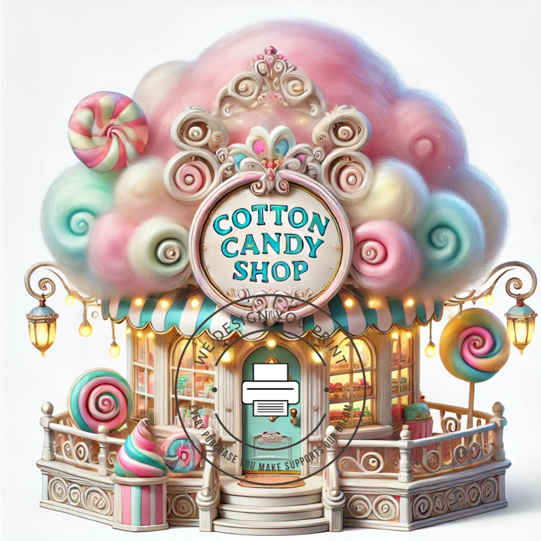 10 Cotton Candy Shop Clipart JPG, Cute Candy Store, Pastel Candyland ...