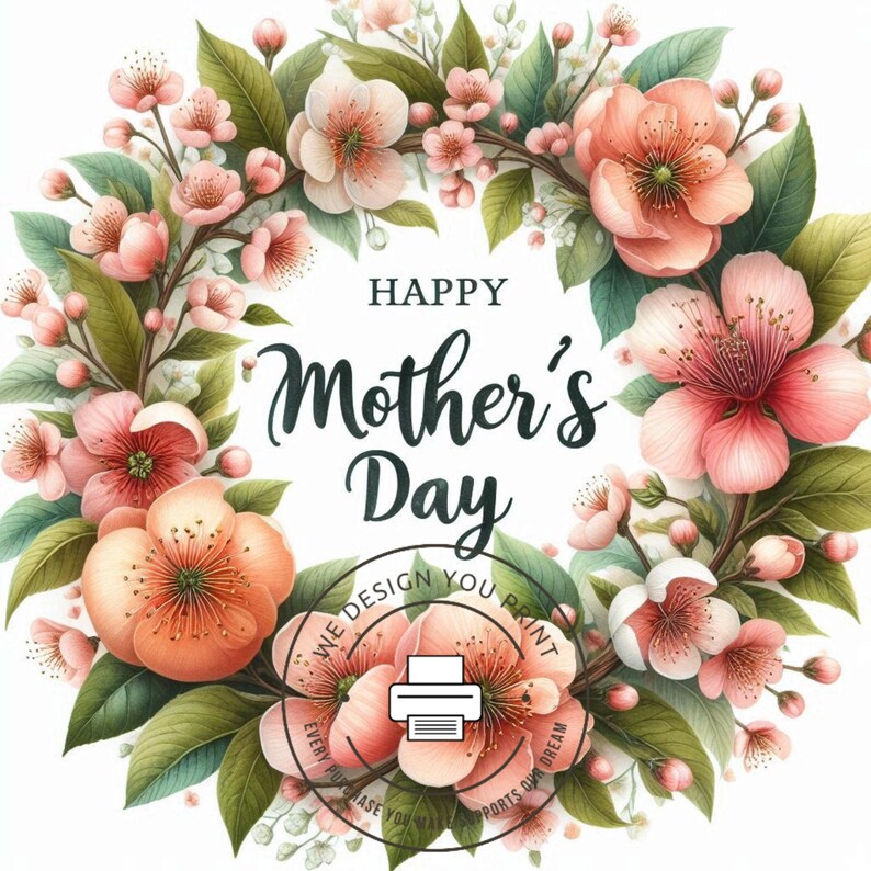 10 Mothers Day Floral Wreath Clipart JPG | Happy Mothers Day PNG ...