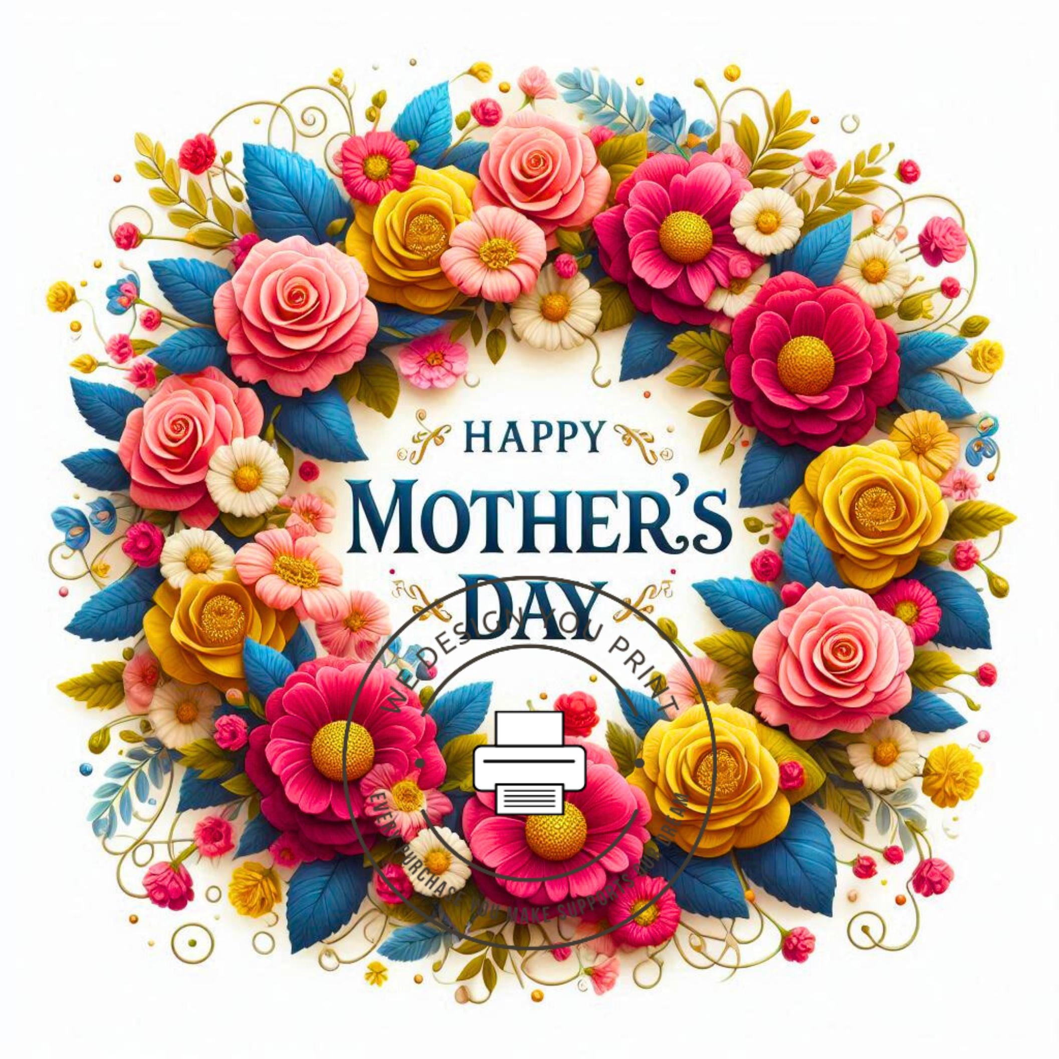 10 Mothers Day Floral Wreath Clipart JPG | Happy Mothers Day PNG ...