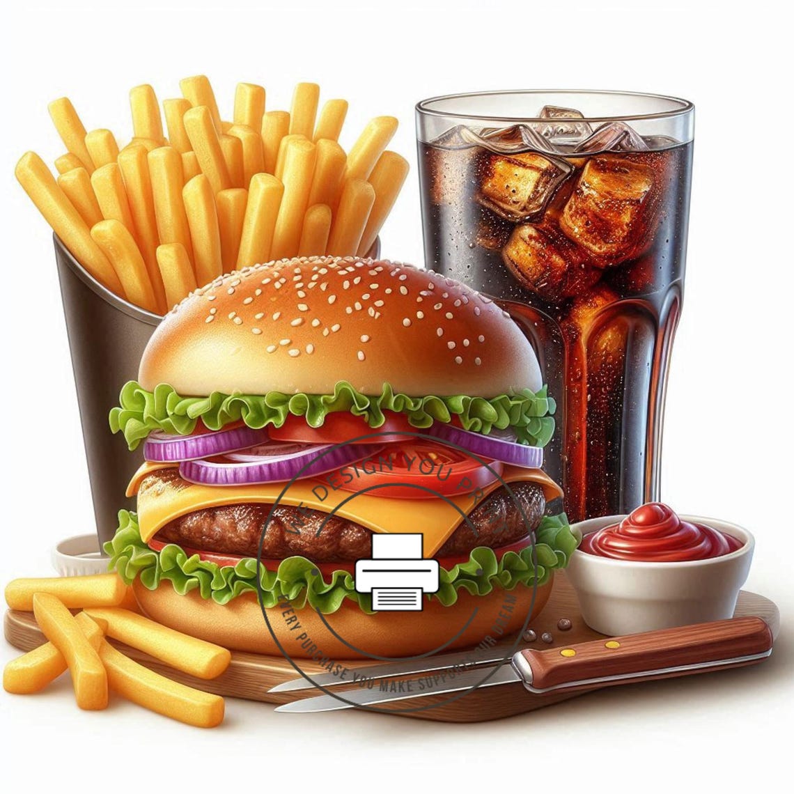 10 Fast Food Clipart Set PNG, Burger Fries and Soda Clipart, Food ...