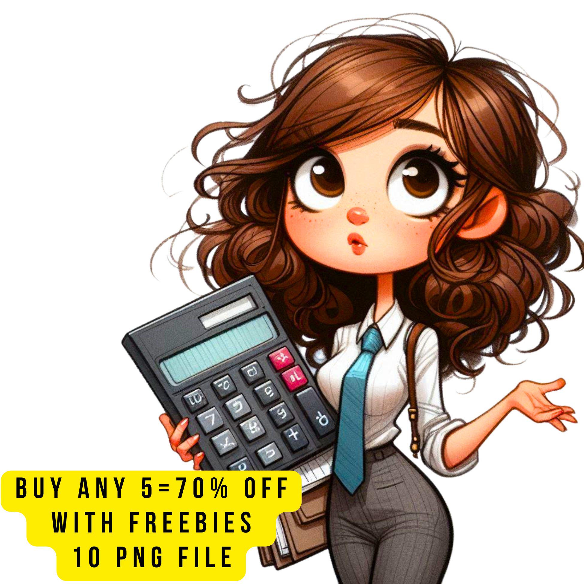 10 Cute Accountant Girl Clipart PNG, Teacher Office Planner Clip Art ...
