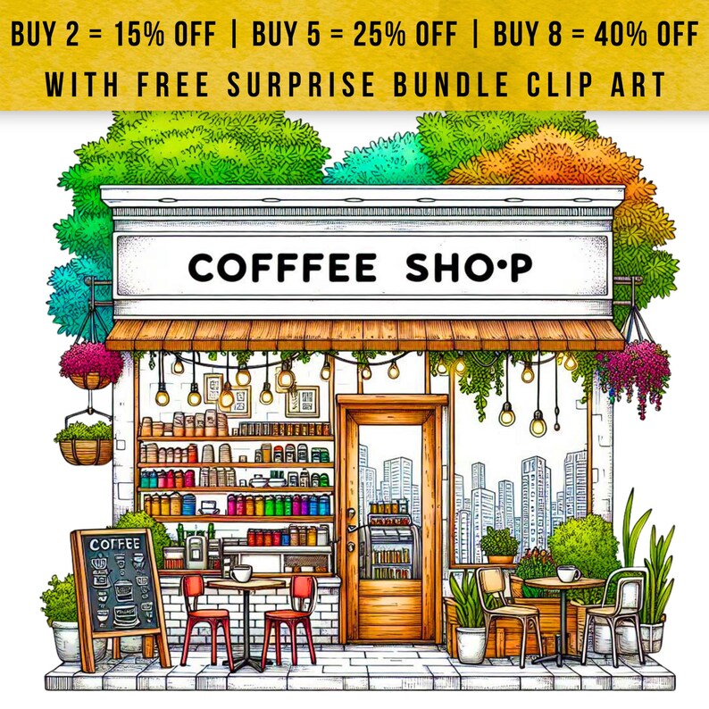 10 Coffee Shop Clipart Bundle PNG Transparent Background, Cafe ...