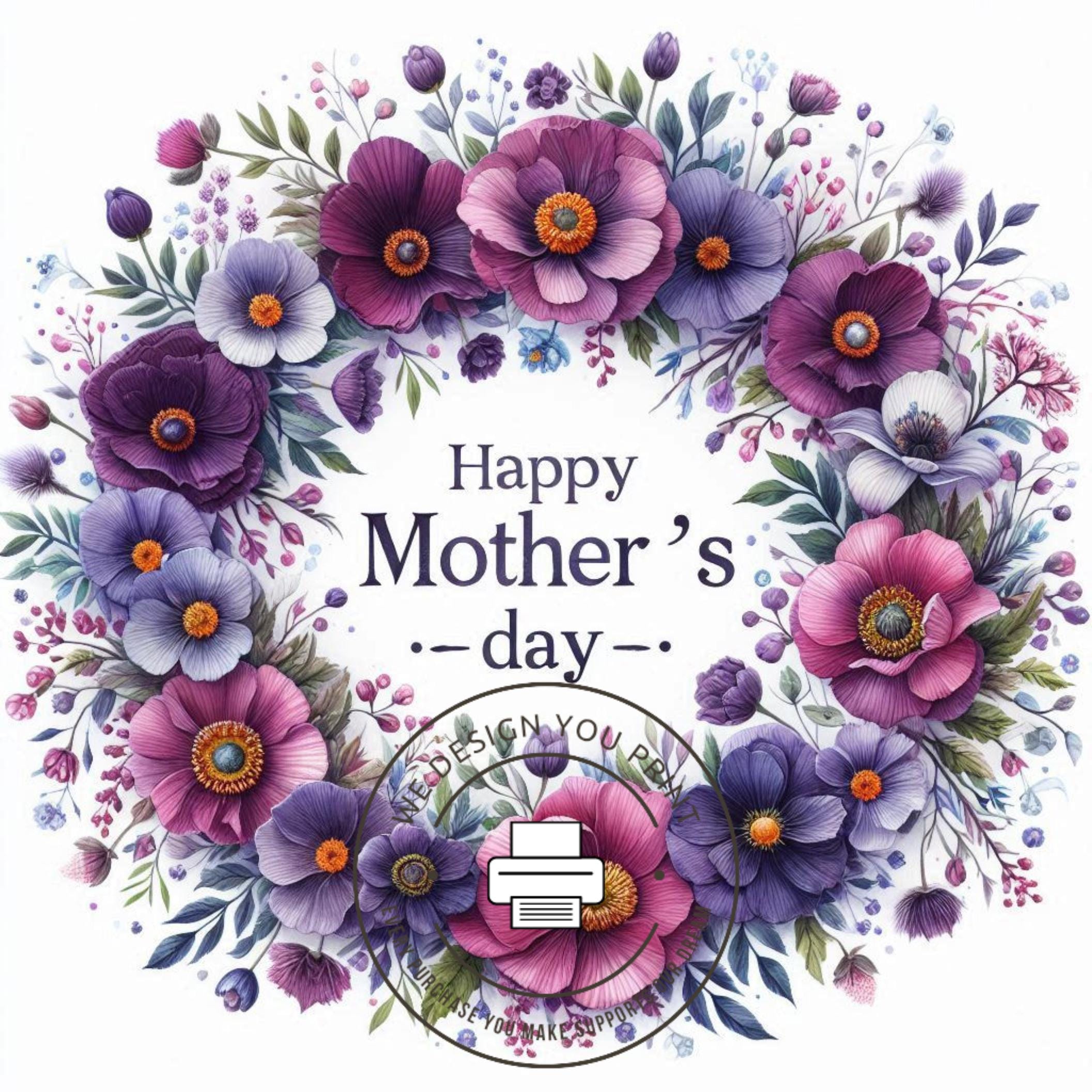 10 Mothers Day Floral Wreath Clipart JPG | Happy Mothers Day PNG ...