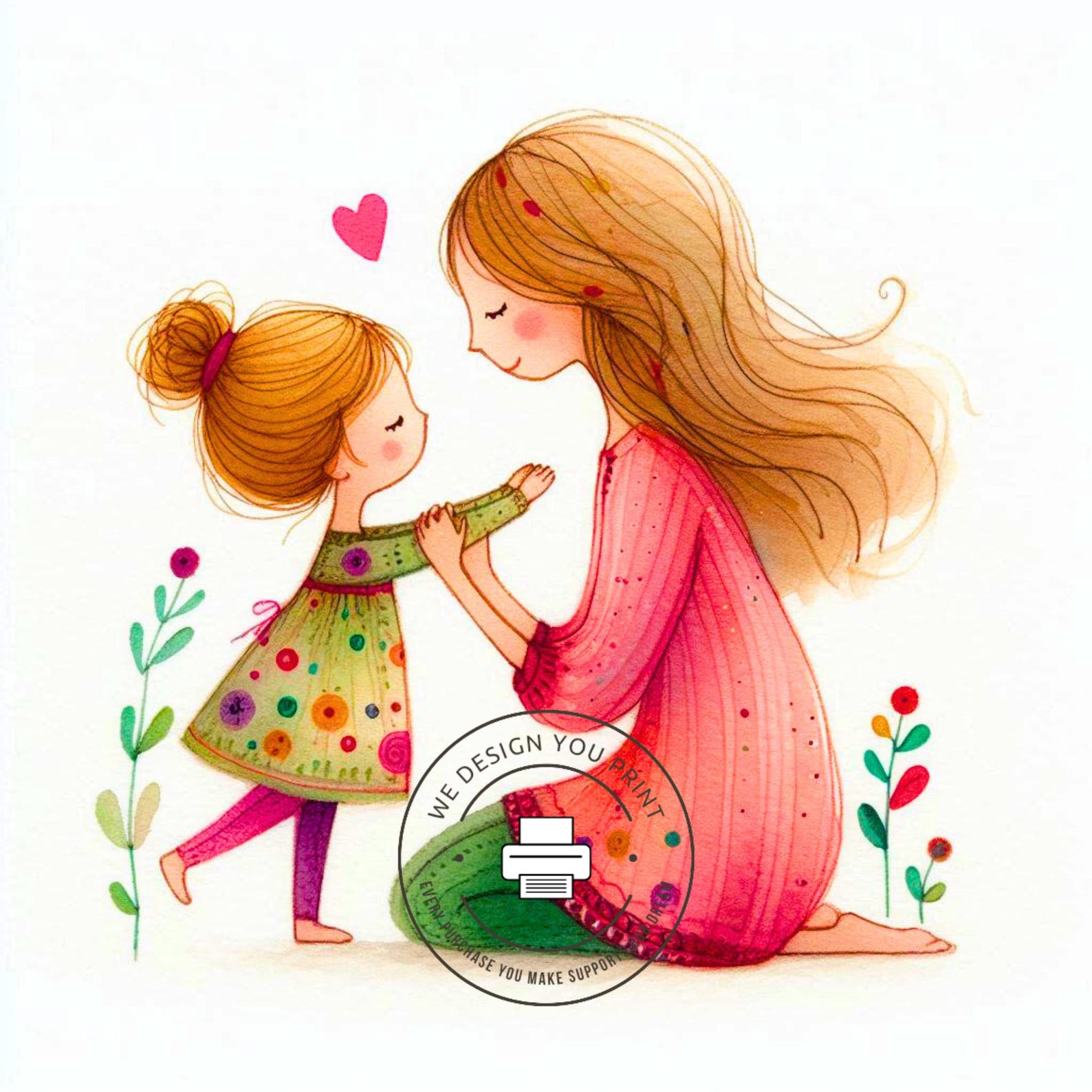 10 Mother and Daughter Mothers Day Clipart, High Quality 300 DPI JPG ...
