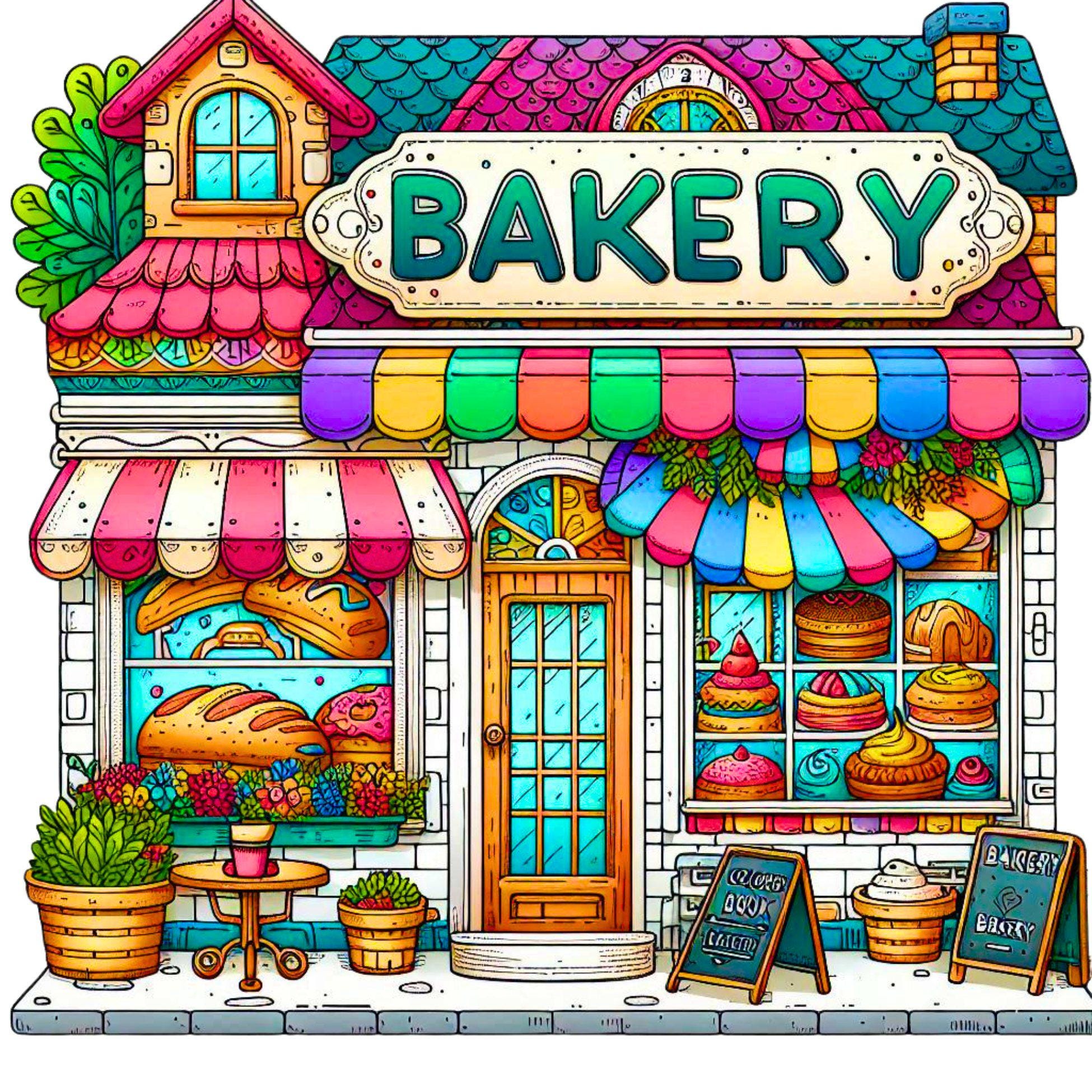 10 Colorful Bakery Storefront Clipart PNG Transparent, Cute Cafe Bakery ...