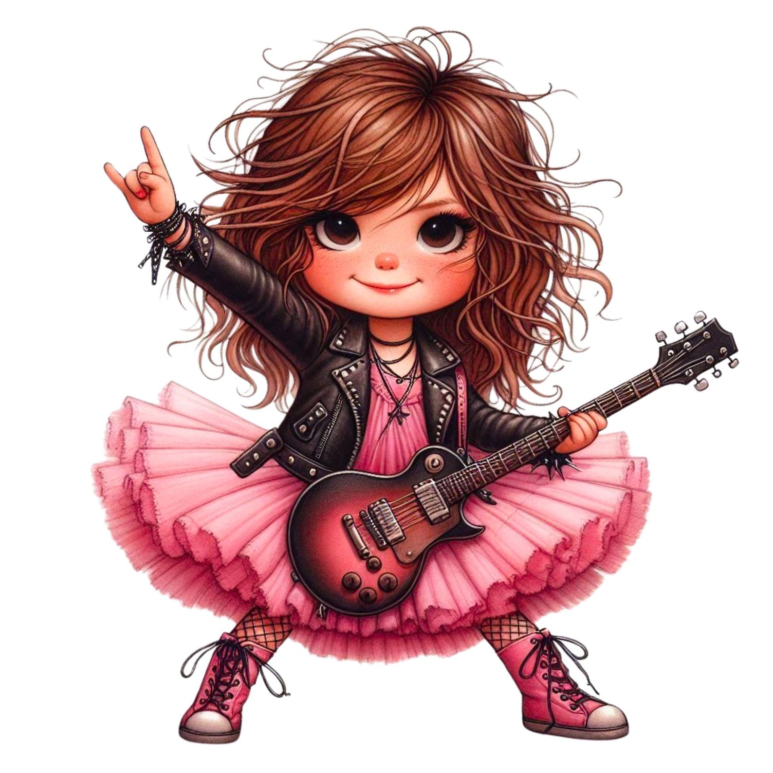 Rockstar Quirky Girl Clip Art PNG Transparent, Clip Art Set Cute Music ...