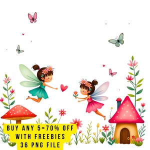 36 Magical Fairy Woodland Clipart Set, Cute Garden Fairy Forest Animals ...