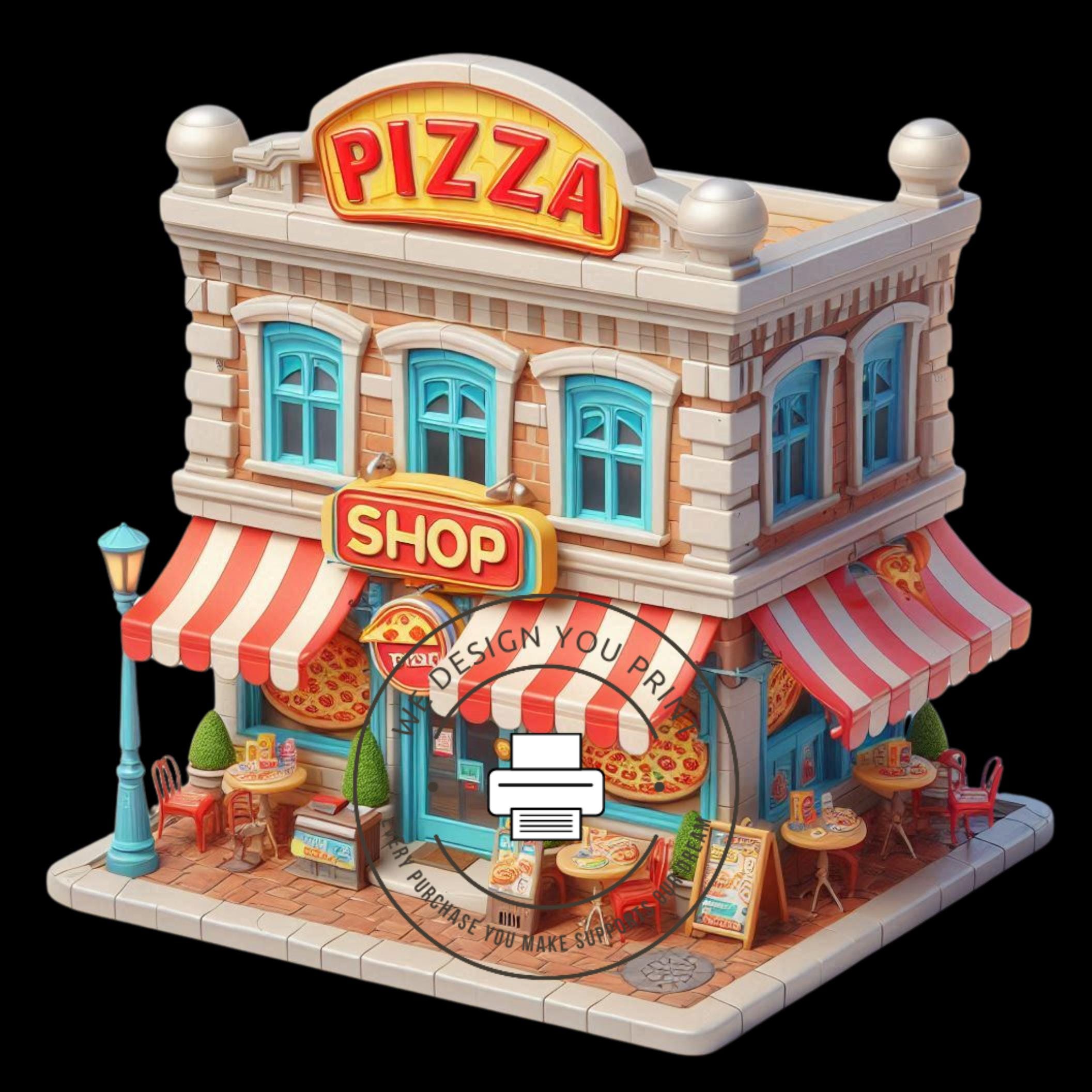 10 Vintage Pizza Shop Clipart PNG, Retro Pizza Store Illustration ...