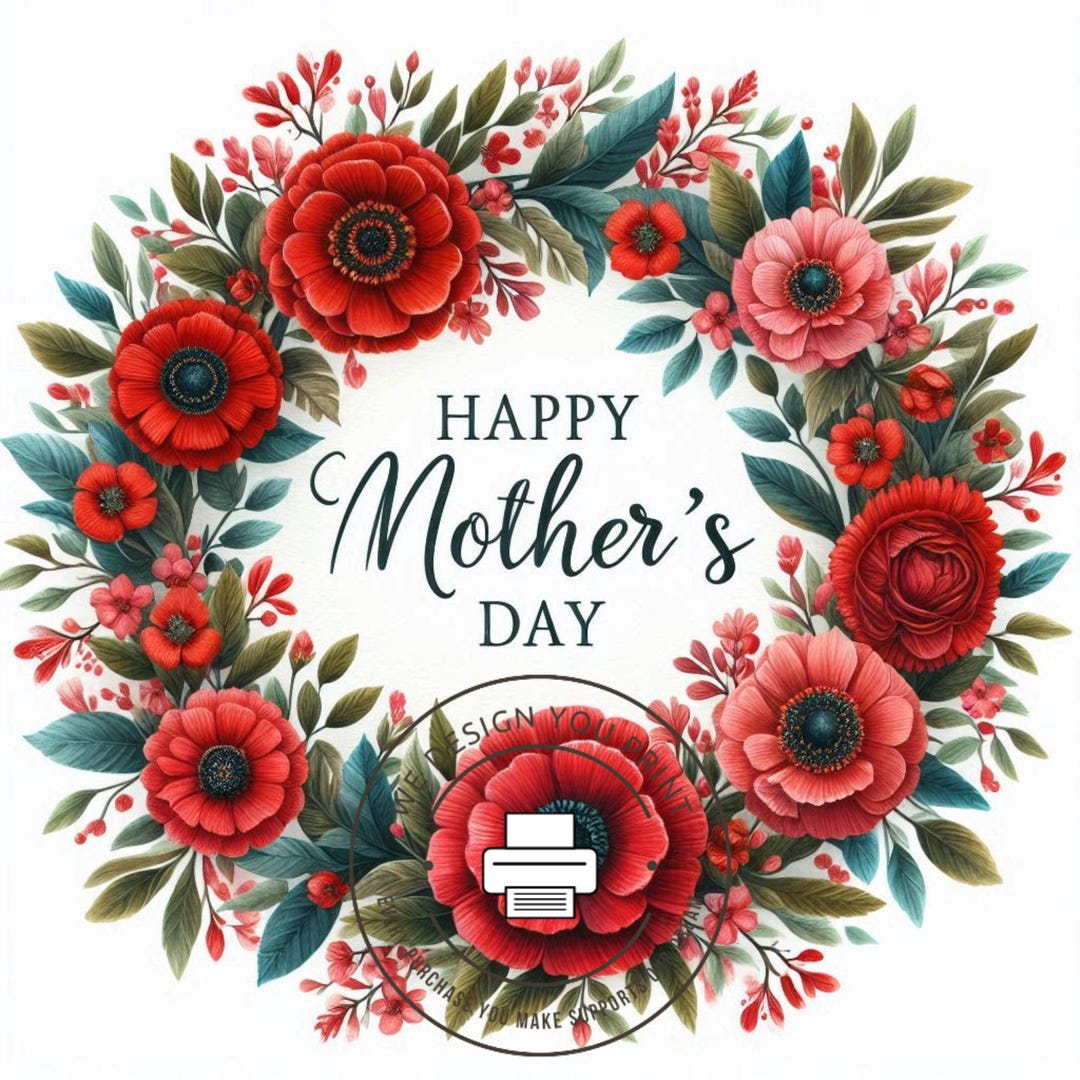 10 Mothers Day Floral Wreath Clipart JPG | Happy Mothers Day PNG ...