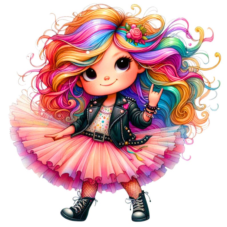 10 Rockstar Quirky Girl Clip Art Bundle PNG Transparent Background Clip ...