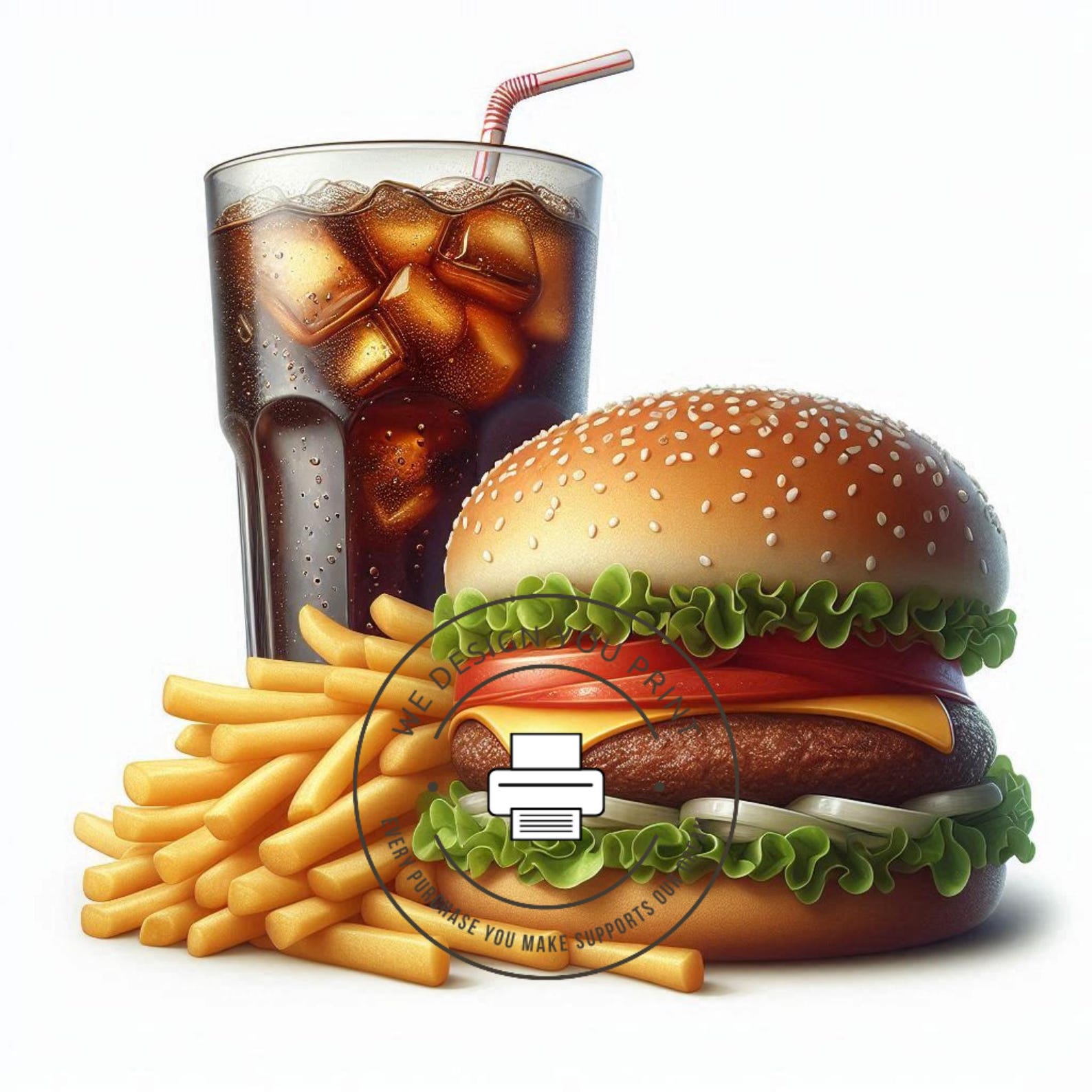 10 Fast Food Clipart Set PNG, Burger Fries and Soda Clipart, Food ...
