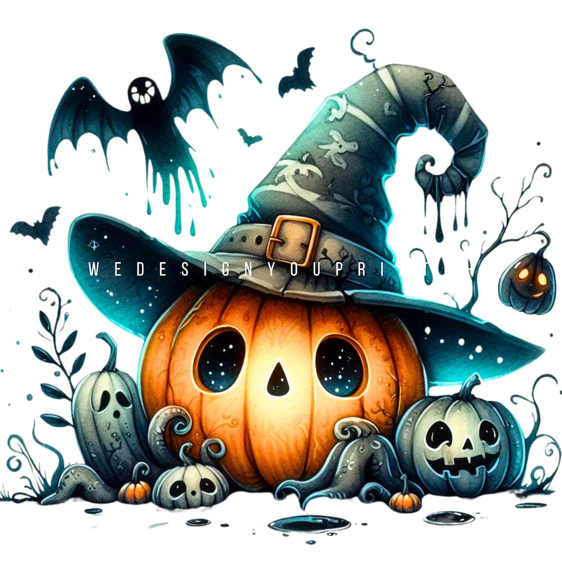 10 Halloween Pumpkin Witch Hat Clipart JPG, Fall Halloween Clip Art ...