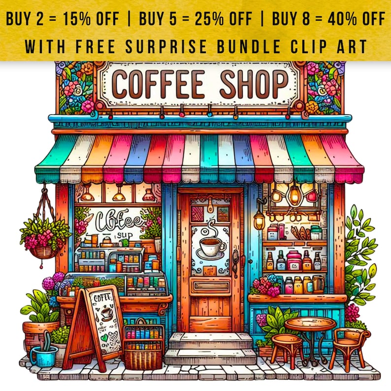 10 Coffee Shop Clipart Bundle PNG Transparent Background, Cafe ...