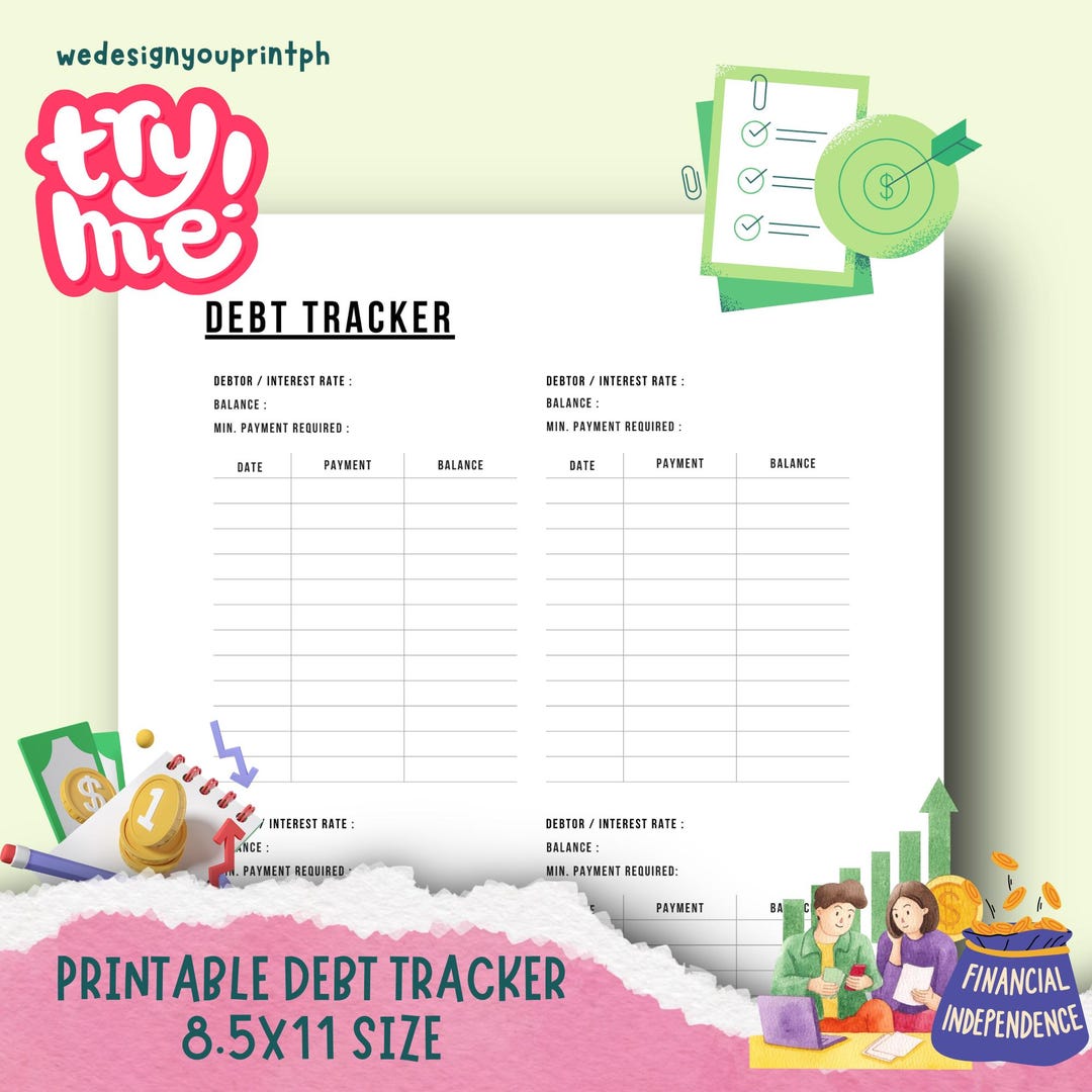 Printable Digital Debt Payment Tracker, Debt Planner, Instant Download ...