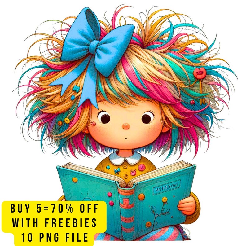 10 Colorful Reading Girl Clipart PNG Transparent, Clipart Reading Girl ...