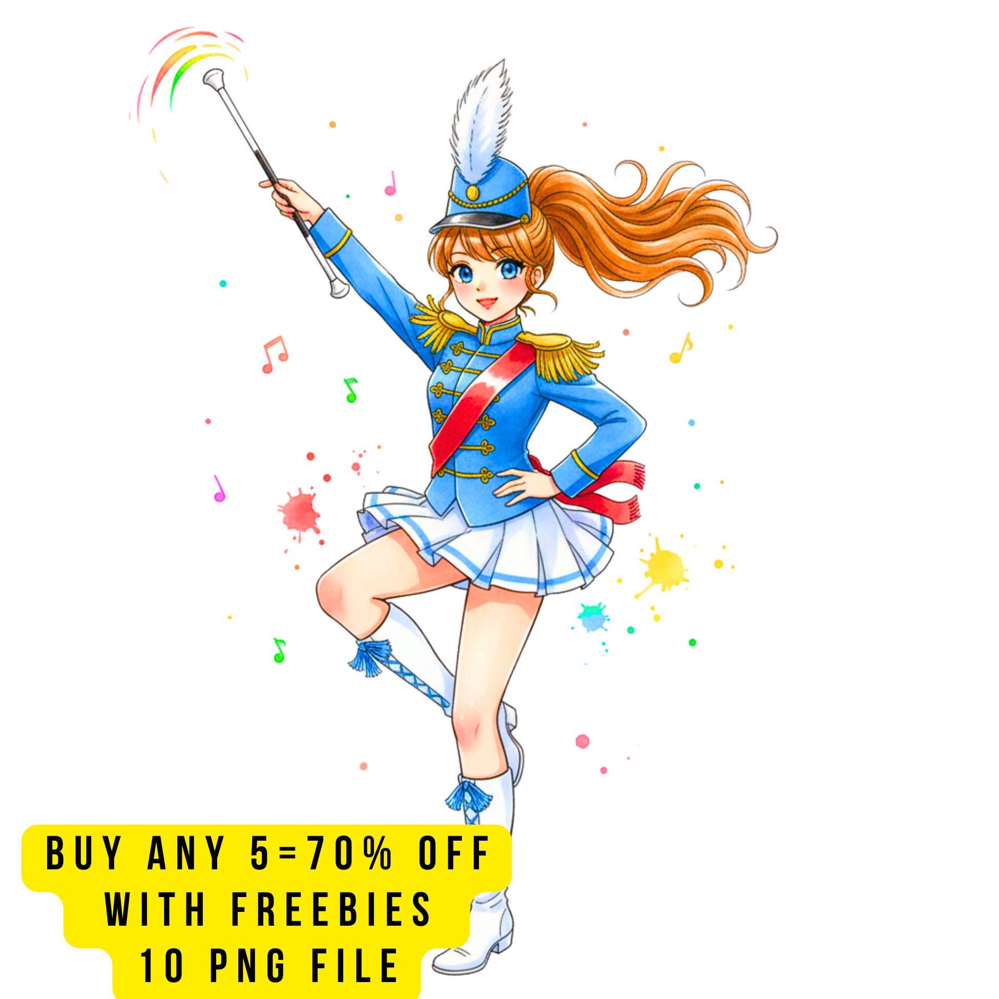 10 Marching Band Majorette Clipart PNG, Twirling Baton Band Leader ...