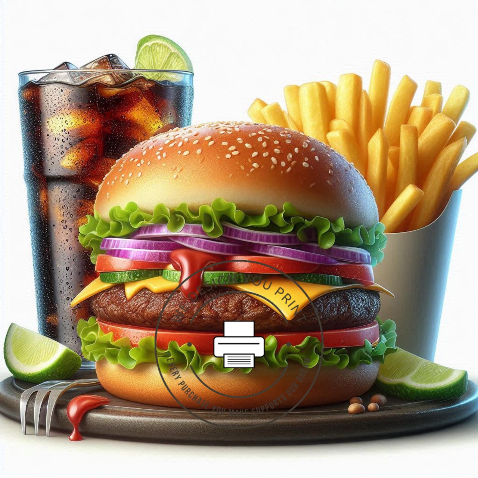 10 Fast Food Clipart Set PNG, Burger Fries and Soda Clipart, Food ...
