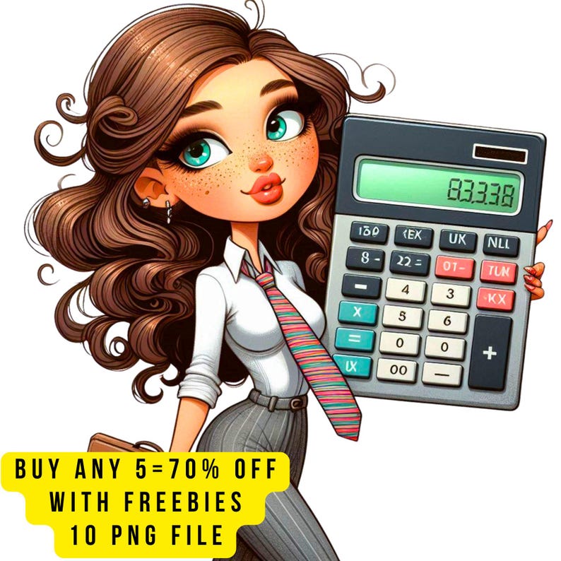 10 Cute Accountant Girl Clipart PNG, Teacher Office Planner Clip Art ...