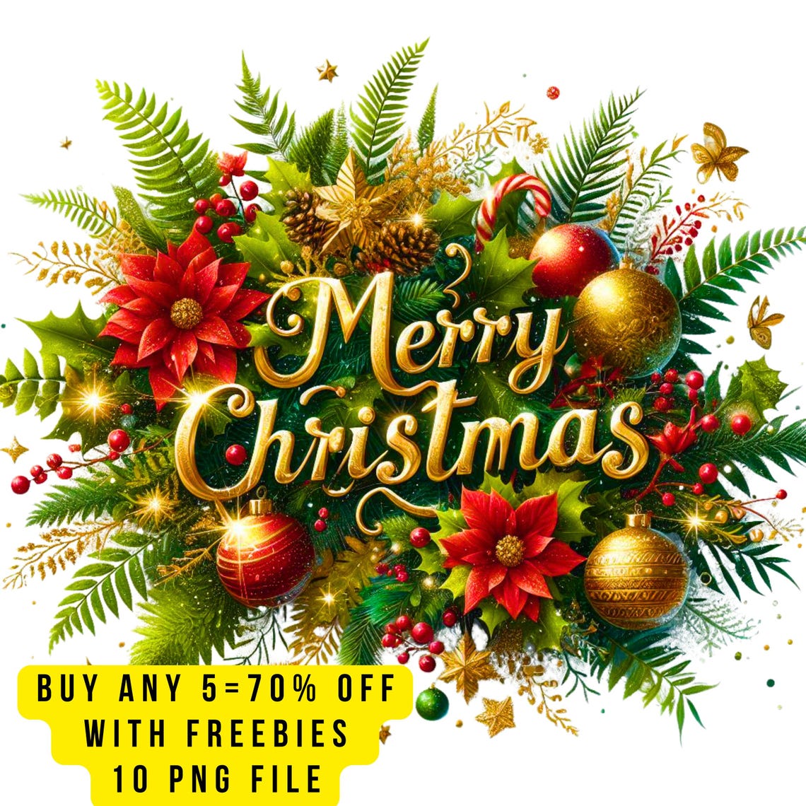 10 Merry Christmas Red Decoration Clipart PNG, Christmas Holiday Season ...