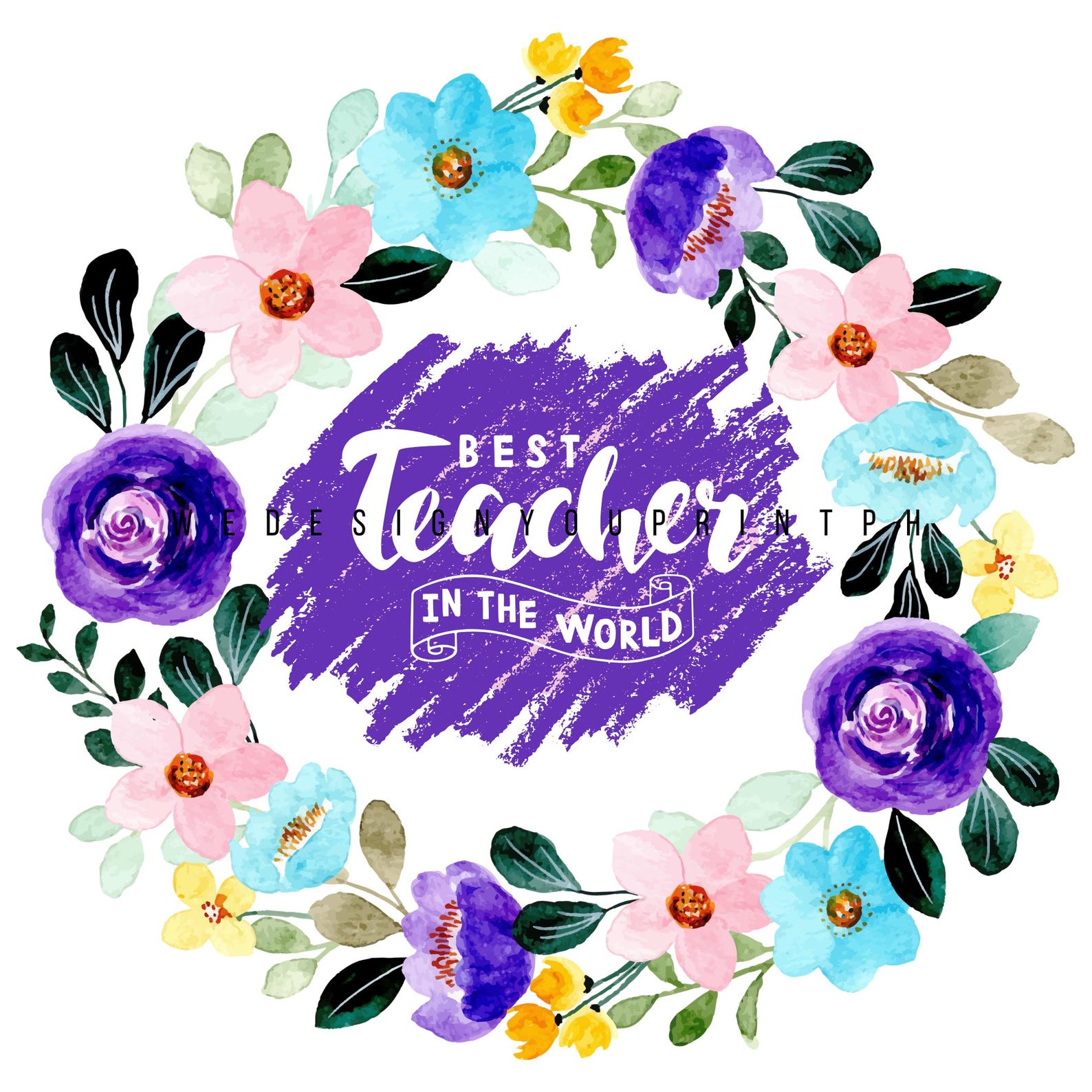 10 Best Teacher Floral Wreath Clipart PNG Transparent, Teachers Day ...
