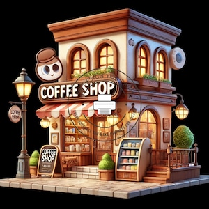10 Coffee Shop Clip Art Set, High Quality 300 DPI PNG Transparent ...