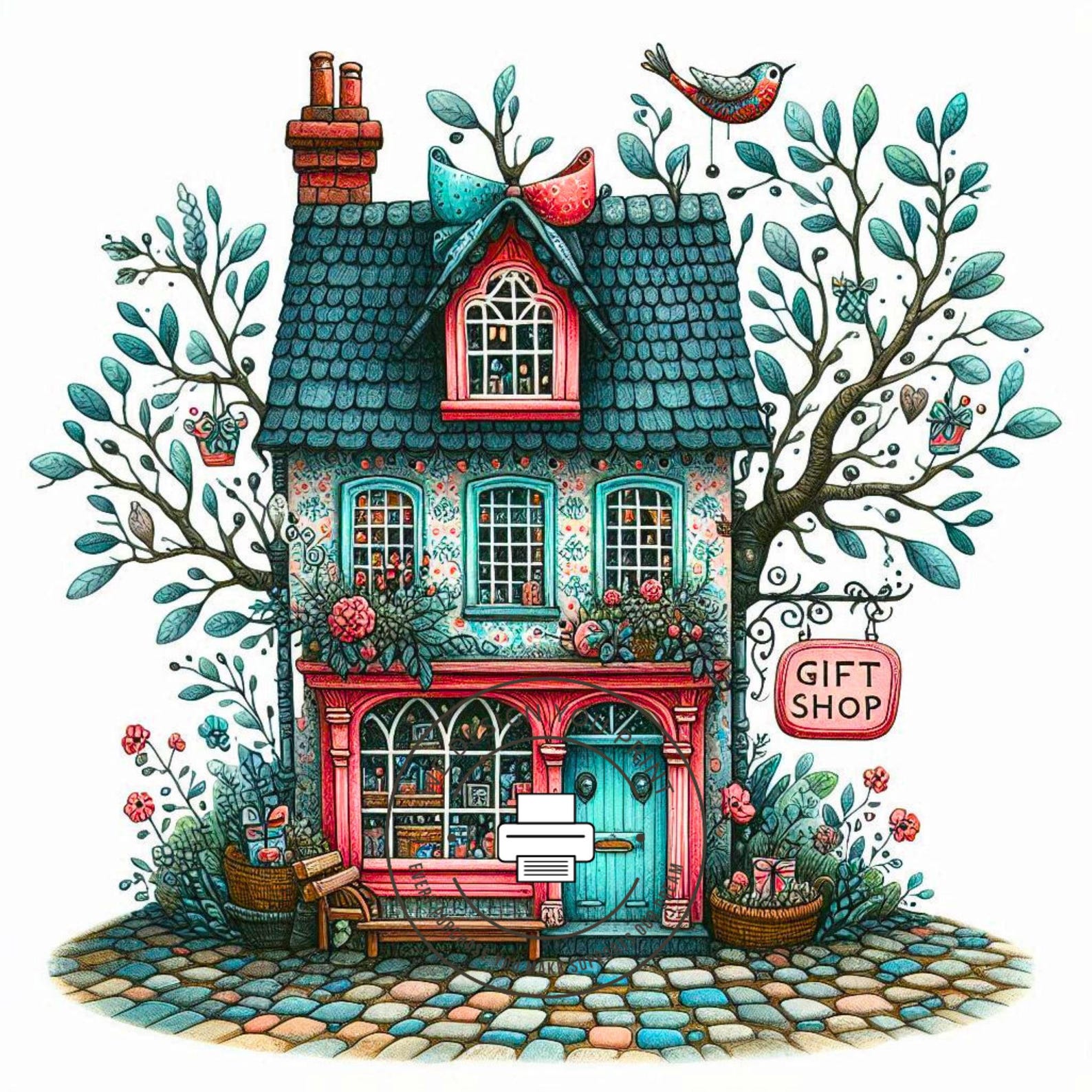 10 Whimsical Gift Shop Clipart, High Quality 300 DPI JPG White ...