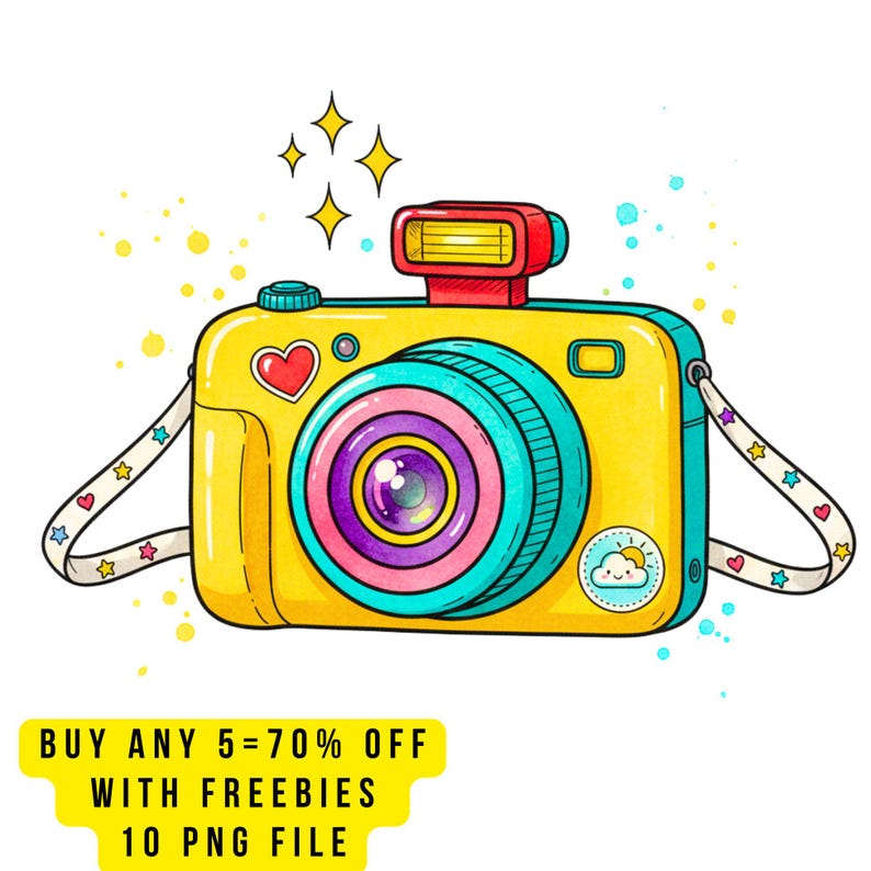 10 Colorful Cute Camera Clipart PNG, Cute Digital Watercolor Camera ...