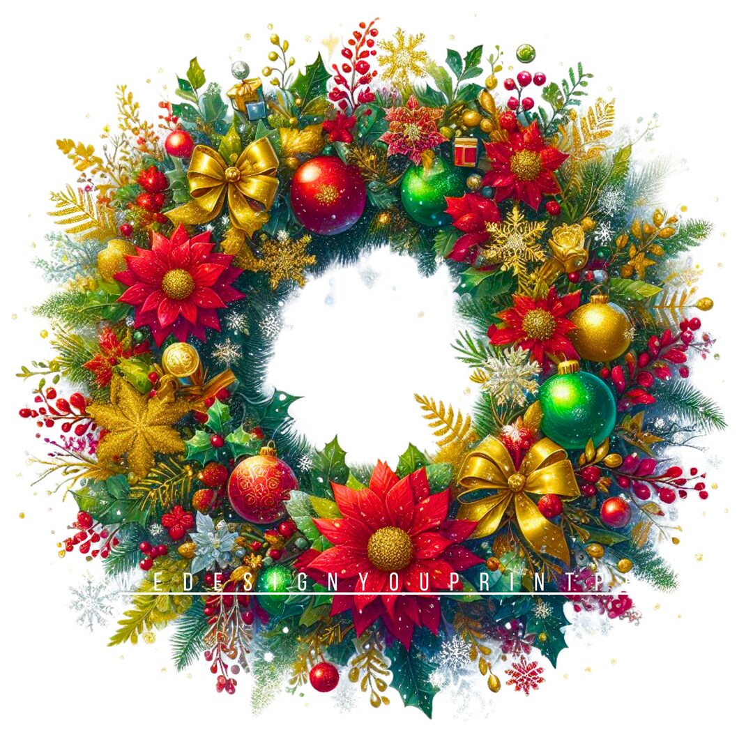 10 Christmas Wreath Clip Art PNG Transparent, Holiday Floral Wreath ...