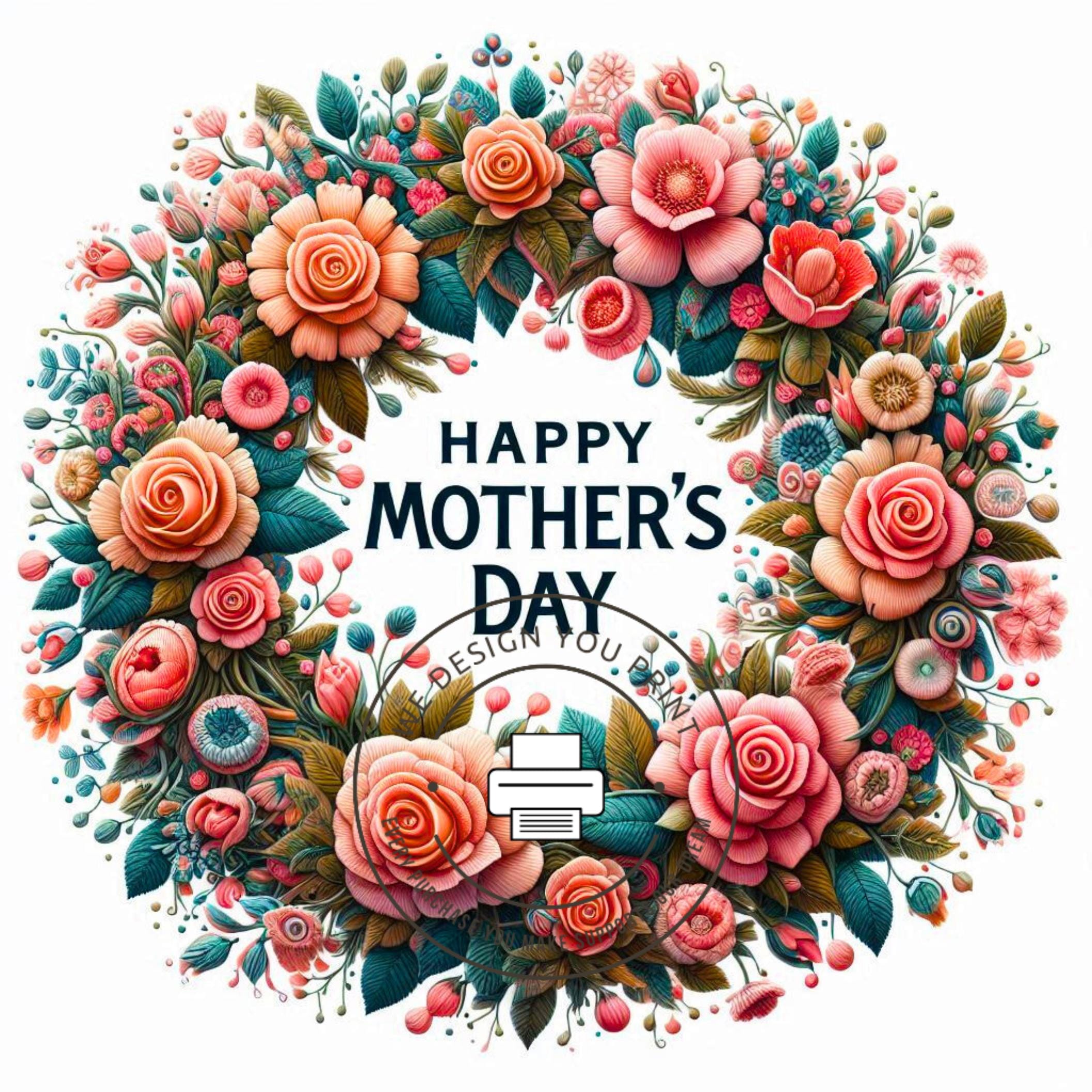 10 Mothers Day Floral Wreath Clipart JPG | Happy Mothers Day PNG ...