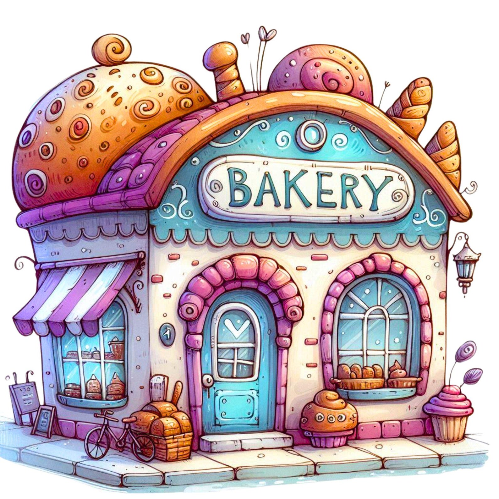 10 Colorful Bakery Storefront Clipart PNG Transparent, Cute Cafe Bakery ...